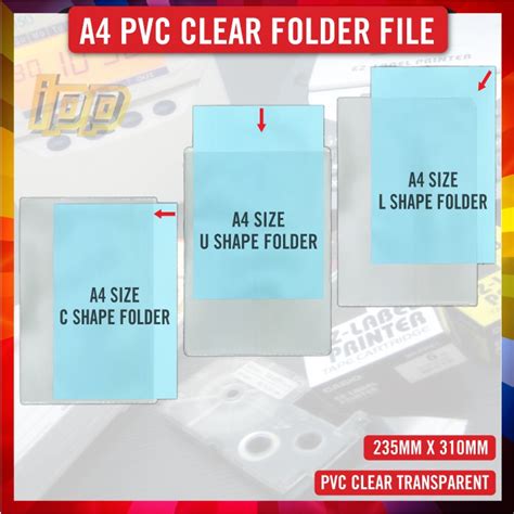 A4 Pvc Clear Folder Pvc Document Clear Holder L Shape U Shape C