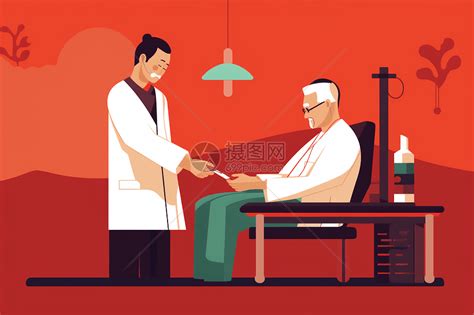 医生耐心治疗疼痛患者插画图片下载 正版图片600112399 摄图网