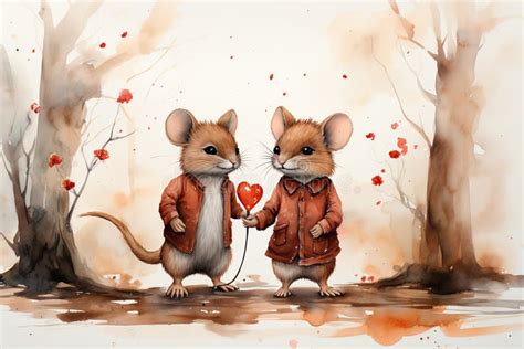Two Mice Of The Same Sex Congratulate Each Other On The Holiday Valentine S Day Card For Lgbt