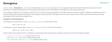 Solved Divergence My Solutions In Vector Calculus Chegg Com