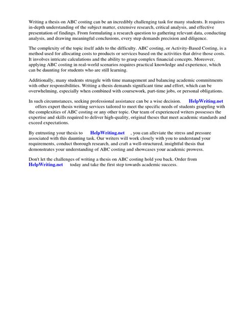 Thesis Abc Costing Pdf Cost Business