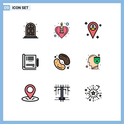 9 Universal Filledline Flat Colors Set For Web And Mobile Applications Sweets Dessert Map Candy