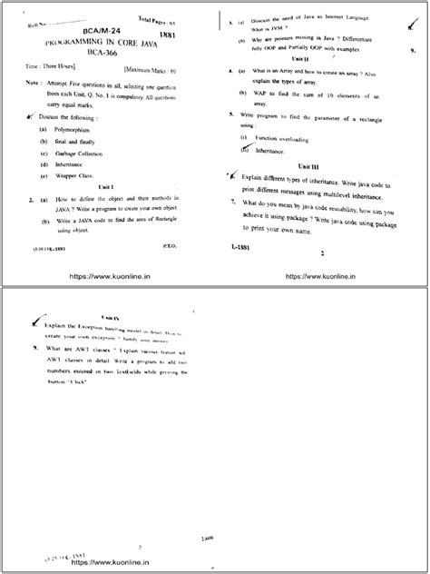 Bca 6 Sem Programming In Core Java 1881 May 2024 1 5 Files Merged