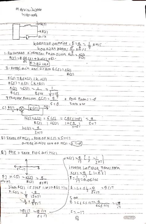 Solved 2 The Physical System With Input F T And Output X