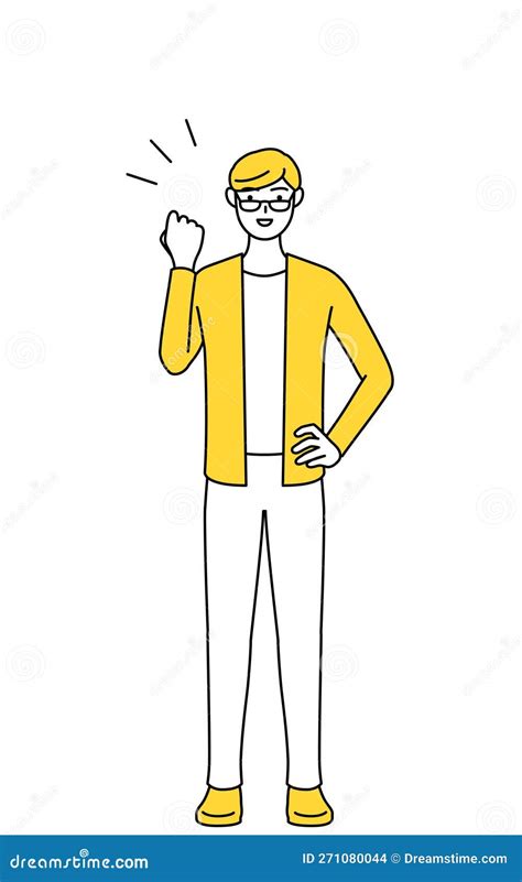 A Casually Dressed Young Man Posing With Guts Stock Vector