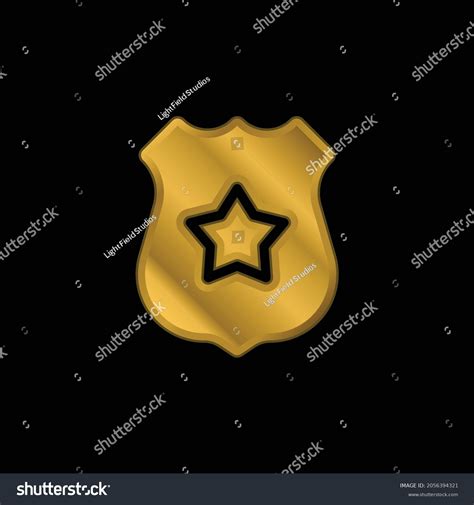 Badge Gold Plated Metalic Icon Logo เวกเตอร์สต็อก ปลอดค่าลิขสิทธิ์
