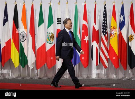 South Koreas President Moon Jae In Walks At The G20 Summit In Osaka