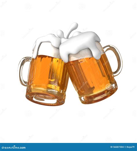 Pair Of Beer Glasses Making A Toast Beer Splash Stock Illustration