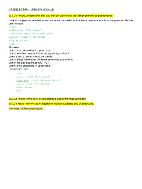 Grade 8 Term 1 Eos Revision Module Part1and2 With Answers Pdf Data Type Computer Program