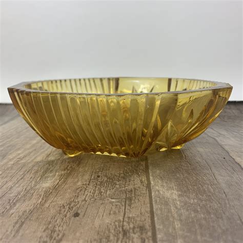 Amber Glass Bowl Vintage Pressed Glass Serving Bowl Vintage Home