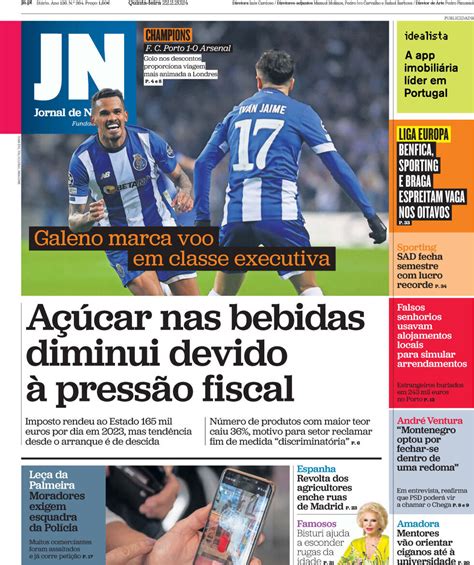 Capa Jornal De Notícias 22 Fevereiro 2024 Capasjornaispt