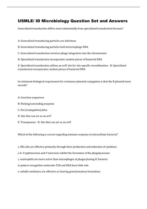 Usmle Id Microbiology Question Set And Answers 2022 Usmle Stuvia Uk