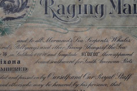 United States Navy Uss Arizona Shellback Certificate Ebth