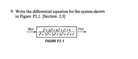 Solved 9 Write The Differential Equation For The System