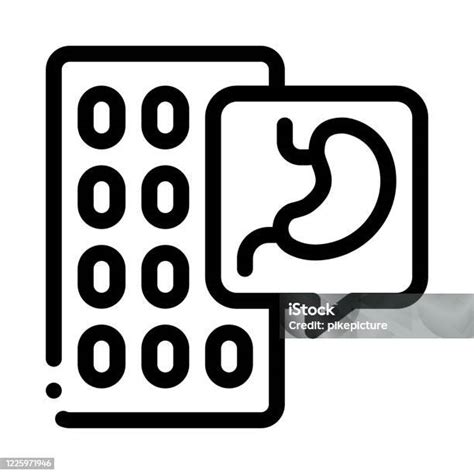 藥片對胃痛圖示向量輪廓插圖向量圖形及更多一組物體圖片 一組物體 人體構造 各種病症 Istock