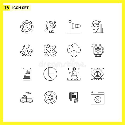 Editable Vector Line Pack Of 16 Simple Outlines Of Education Idea Blow User Mind Stock