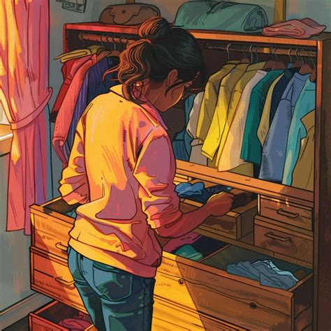 There Is A Woman Looking At A Drawer With Clothes In It Generative Ai