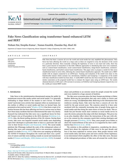 Fake News Classification Using Transformer Based Enhanced Lstm And Bert