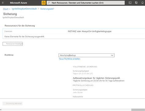 Tutorial Sichern Von Sql Server Datenbanken In Azure Azure Backup