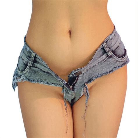 Damen Mikro Denim Shorts Niedrige Taille Hotpants Ripped Mini Jeans