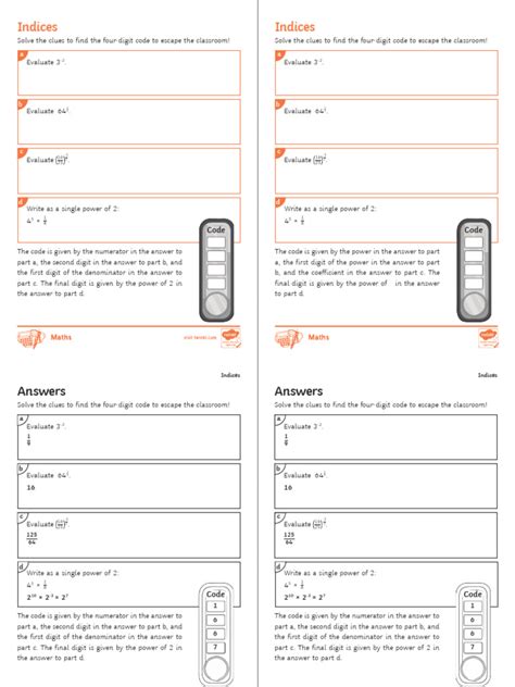 Indices Challenge Cards Pdf Mathematics