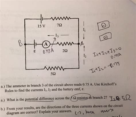 Solved The Ammeter In Branch 3 Of The Circuit Above Reads