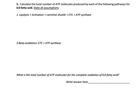 Solved 4 Calculate The Total Number Of ATP Molecules Chegg Com