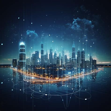 Premium Ai Image Smart City And Abstract Dot Point Connect With Gradient Lines