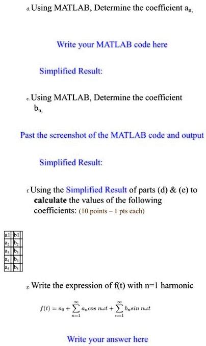 [get answer] using matlab determine the coeflicient write your matlab