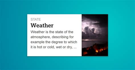 Weather Is The State Of The Atmosphere Describing For Example The