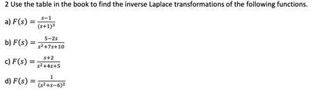 Solved 2 Use The Table In The Book To Find The Inverse