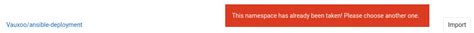 This Namespace Has Already Been Taken When Importing Project 39755