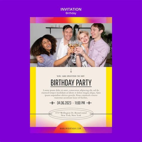 Premium Psd Gradient Birthday Celebration Invitation Template