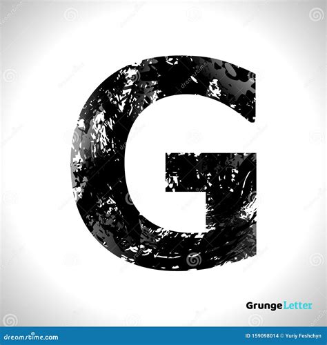 Grunge Vector Letter G Black Font Sketch Style Symbol Stock