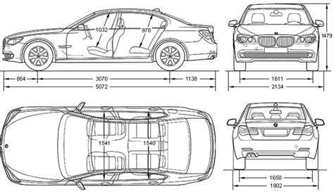 Car Blueprints 2009 Bmw 7 Series F01 Sedan Blueprint