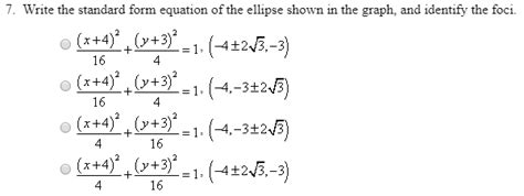 Solved Write The Standard Form Equation Of Chegg