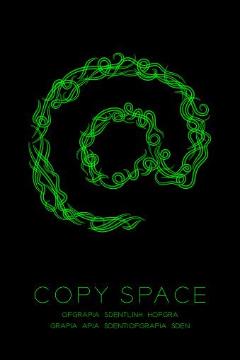 기호 현미경 질병 웜 세포 가까이 서명 녹색 색상 맬웨어 또는 바이러스 컴퓨터 개념 아이디어 그림 격리 발광에 어두운 배경에서 설정 0명에 대한 스톡 벡터 아트 및 기타