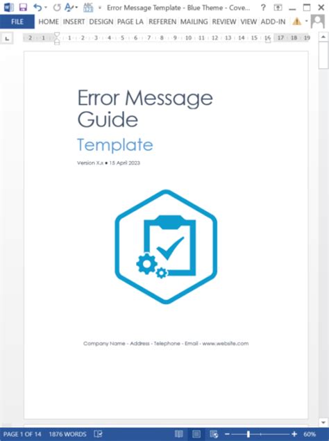 error messages guide template technical writing tools