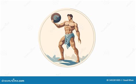 Ancient Greek Period Discus Athlete Statue Design Stock Illustration