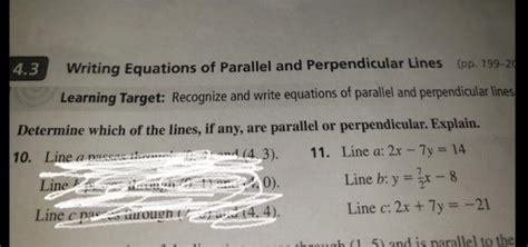 Solved 4 3 Writing Equations Of Parallel And Perpendicular Chegg Com