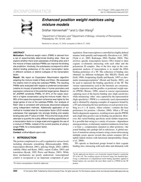 Pdf Enhanced Position Weight Matrices Using Mixture Models