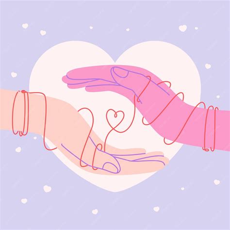 손으로 그린 빨간 실 그림 무료 벡터