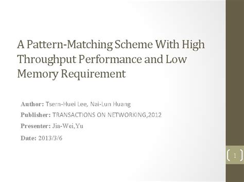 A Patternmatching Scheme With High Throughput Performance And