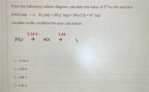 Solved Using The Following Latimer Diagram At Ph0