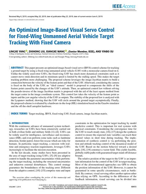 an optimized image based visual servo control for fixed wing unmanned