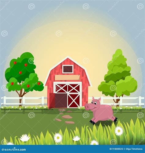 Happy And Cheerful Farm Animals Stock Vector Illustration Of Humor