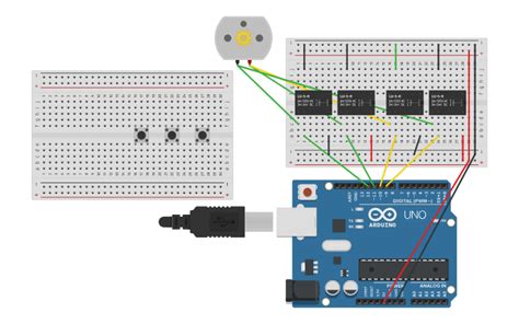 Circuit Design Motor Oef 5 Links Rechte Met Relay En Drukknoppen Tinkercad