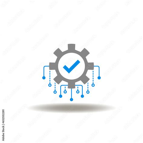 Vector Illustration Of Gear With Check Mark And Circuit Pattern Icon