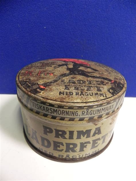 Antik Plåtburk Prima Läder Köp Från Öviksretroantik På Tradera