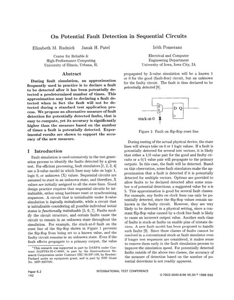 Pdf On Potential Fault Detection In Sequential Circuits